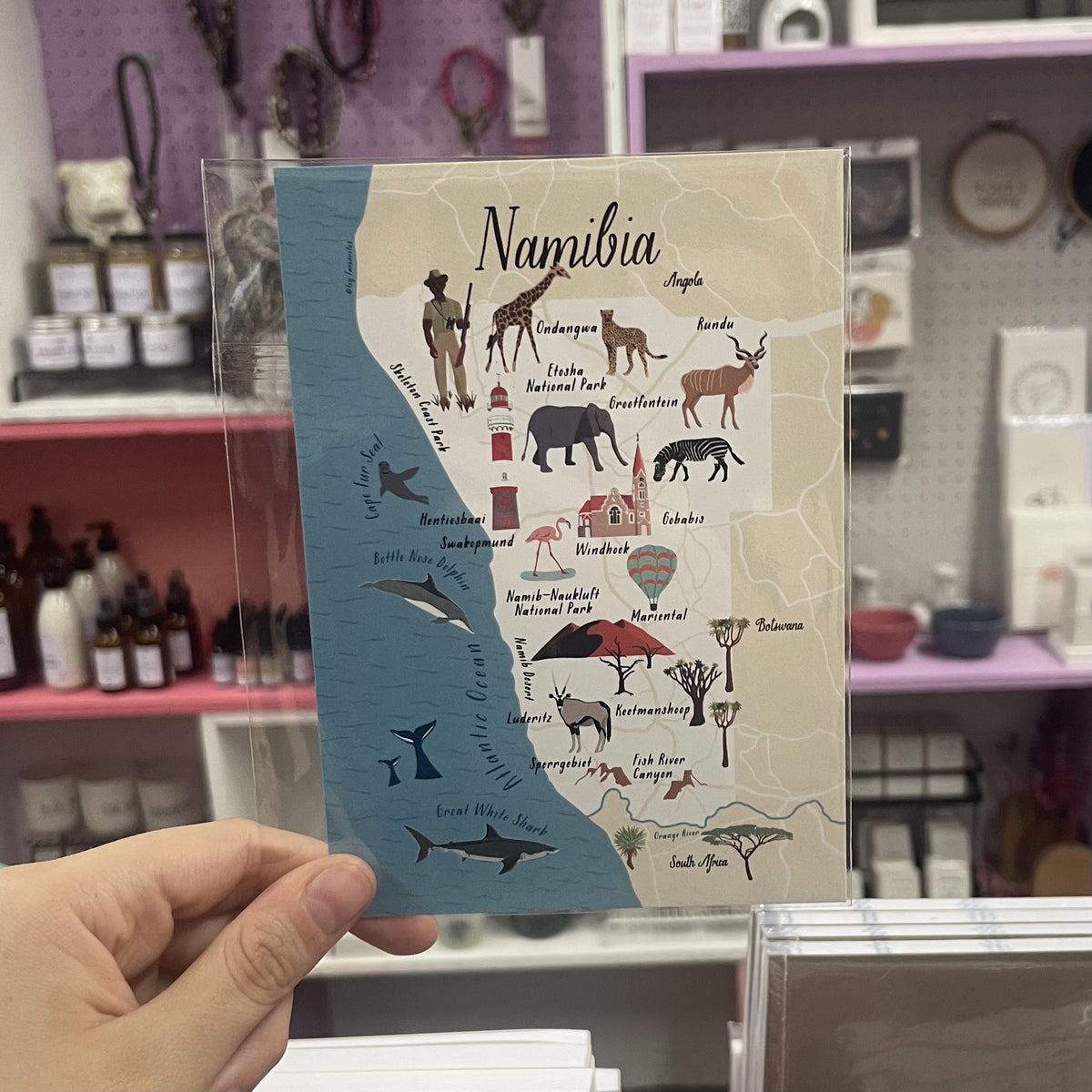 Postcard Map of Namibia
